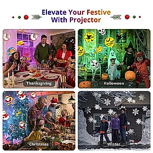 Temgin Christmas Projector Lights Outdoor, 2-in-1 48 HD Effects Patterns & 10 Ocean Wave Snowflake Projectors with Remote Control Timer, IP65 Holiday Light Projector for Xmas Halloween Home Party