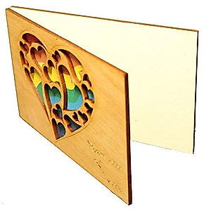Real Wood Rainbow of Love Hearts Greeting Card for Him Boyfriend Husband Her Girlfriend Wife Lgbtq Lgbt Lgb Gay Lesbian Couple Wedding Day Anniversary Happy Birthday Get Well Mother's Day Wooden Gift e