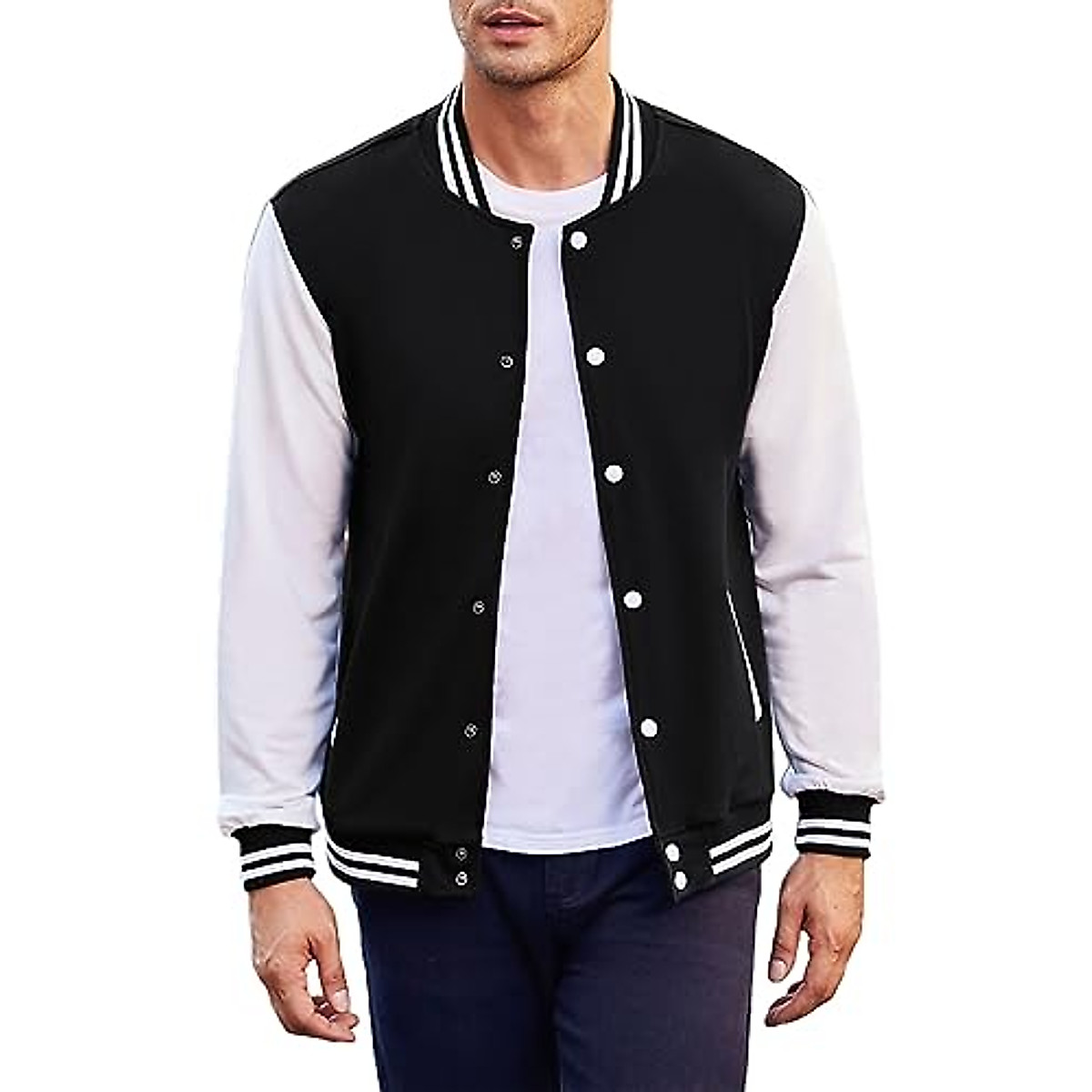 COOFANDY Mens Fashion Varsity Jacket Causal Slim Fit Cotton Letterman Baseball Bomber Jackets