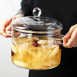 DOITOOL Glass Noodle Bowl Soup Bowl with Lid Handle Ramen Pot Hot Shin Ramyun Pot Mixing Bowl Salad Bowl for Noodles Soup Cereals Fruits 1350ml