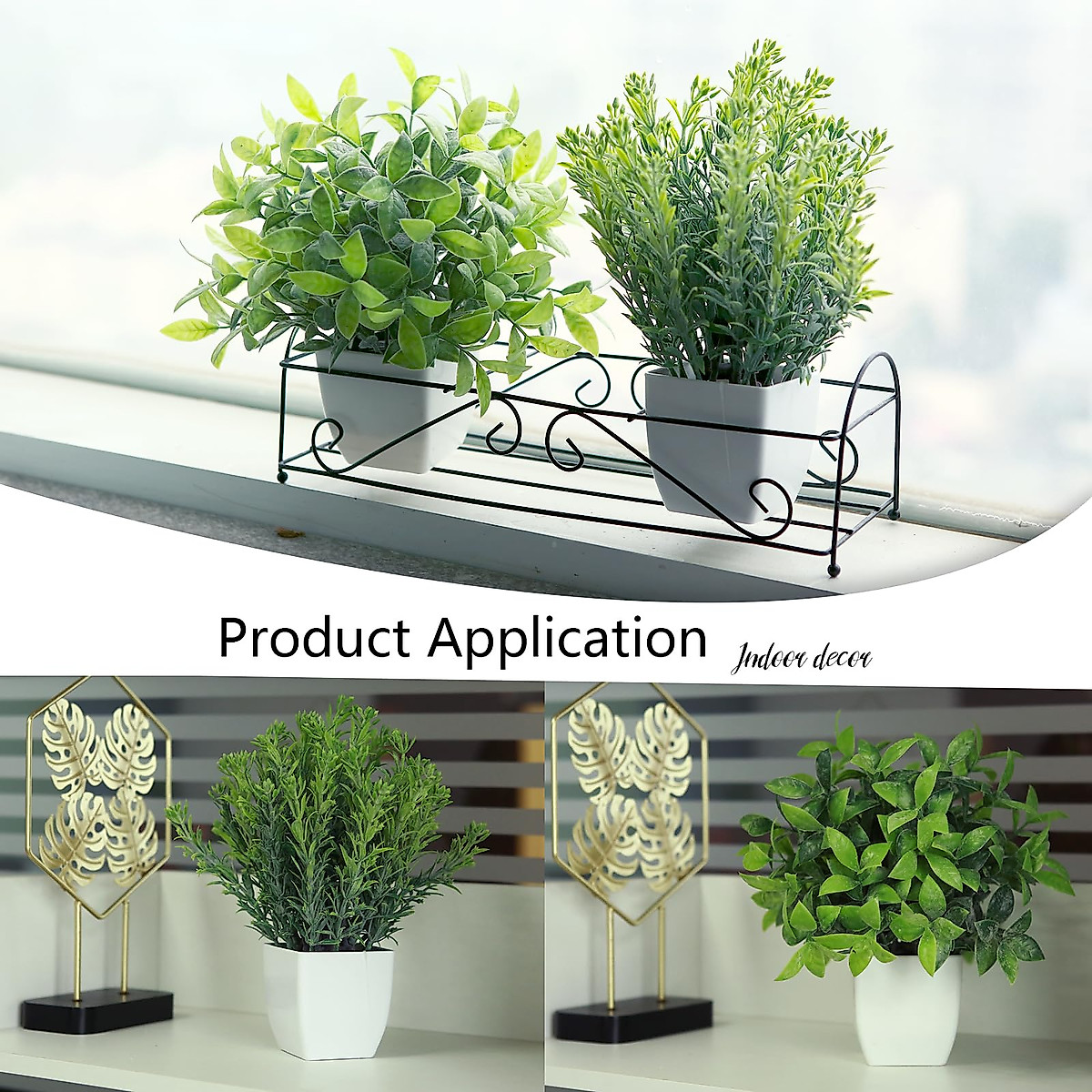 summer flower 2 Pack Fake Plants in White Pot Small Artificial Eucalyptus Potted Plants (Green-01)