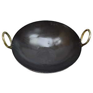 Marshal 11 INCH INDIAN PURE IRON LOHA KADHAI DEEP FRYING PAN KADHAI FOR FRYING, COOKING