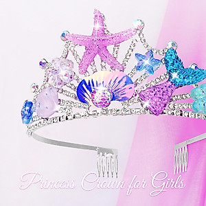 CIEHER Mermaid Crown: Starfish Tiara with Combs for Girls, Party Decorations and Costume Accessories