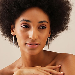 Charmsy 925 Sterling Silver Jewelry Lightweight Vertical Bar Leverback Drop Dangle Earrings for Women 53mm