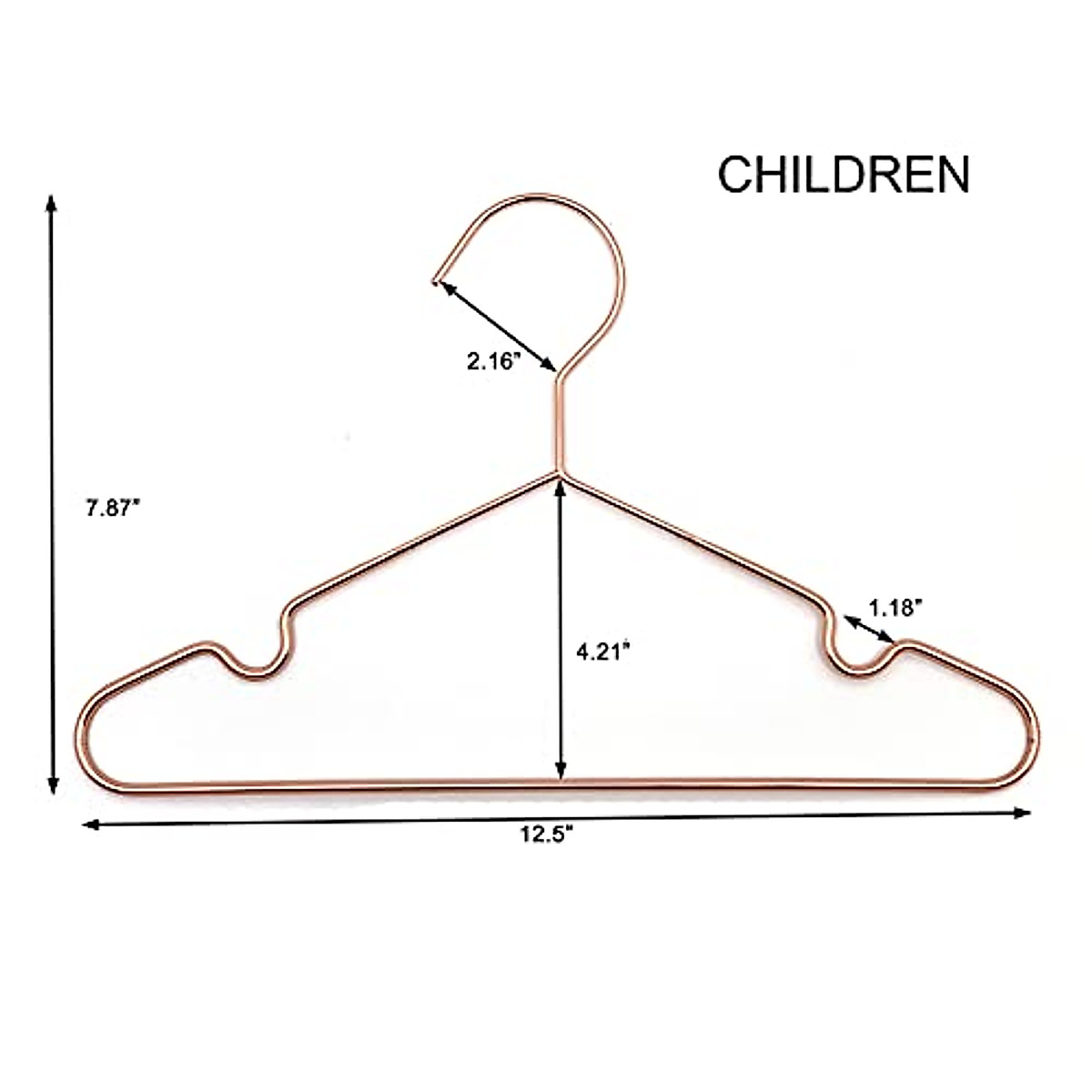 Koobay 12.6" Rose Gold Copper Kids Baby Hangers 10Pcs, Strong Metal Children Clothes Hangers for Closet, Space Saving Children Hanger for Toddler Coats Pants