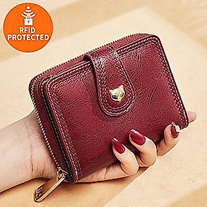 FOXLOVER RFID Credit Card Holder for Women, Ladies Small Leather Credit Card Case Security Accordion Wallet