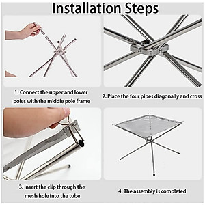 22Inch Fire Pits for Outside Small Foldable Fire Pit with Steel Mesh for Camping, Outdoor Hiking with Carry Bag