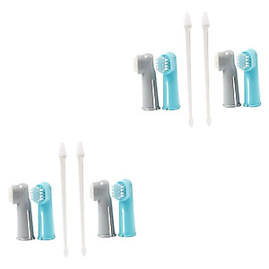 FRCOLOR Small Dog Toothbrush 4 Sets 3pcs Double Head Dog Brush Puppy Toothbrush
