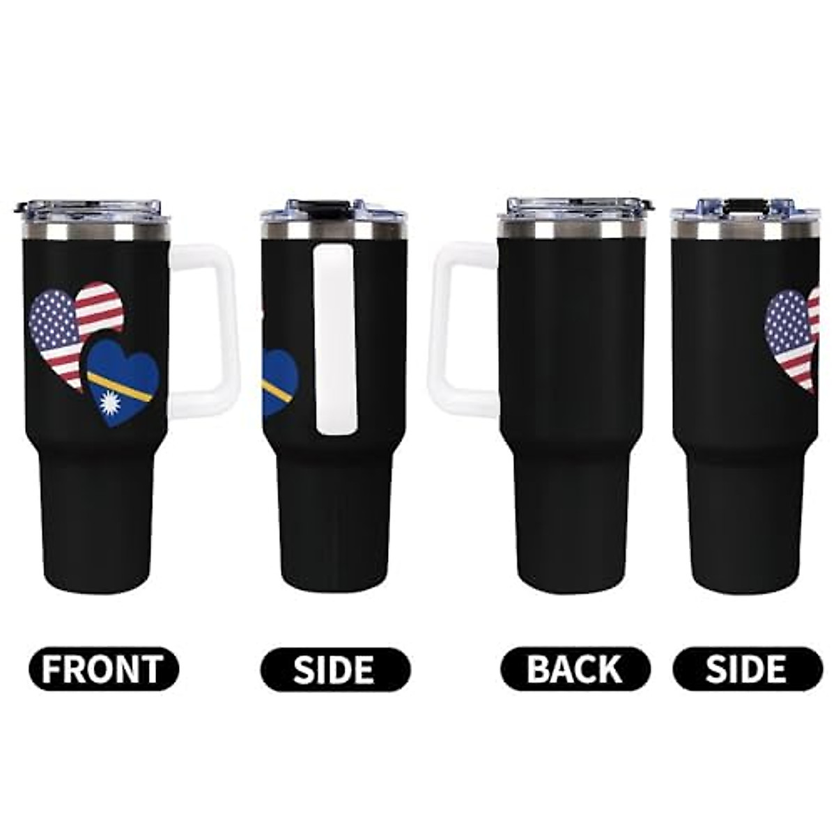 Nauru U.S. Flag 40oz Water Bottle Double Wall Insulated Tumbler with Handle Leakproof Travel Mug White-style