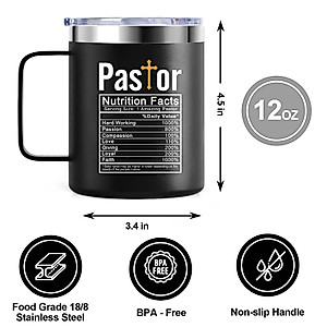 Pastor Gifts for Men Women Pastor Appreciation Gifts Present for Church Pastor Pastor gifts at Thanksgiving Christmas birthday New Year Pastor Anniversary Retirement Gifts Stainless Steel Mug 12Oz