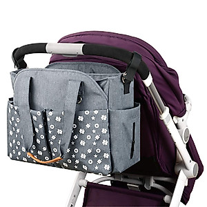 Homlynn Diaper Tote Bag, Baby Changing Satchel Bag Messenger Weekender with 12 Pockets and Stroller Straps for All Baby Accessories (Classic Grey)