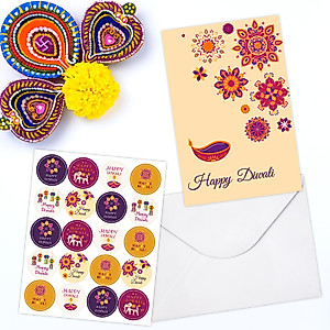 ceiba tree Happy Diwali Cards Assortment Diwali Greeting Cards Bulk with Envelopes