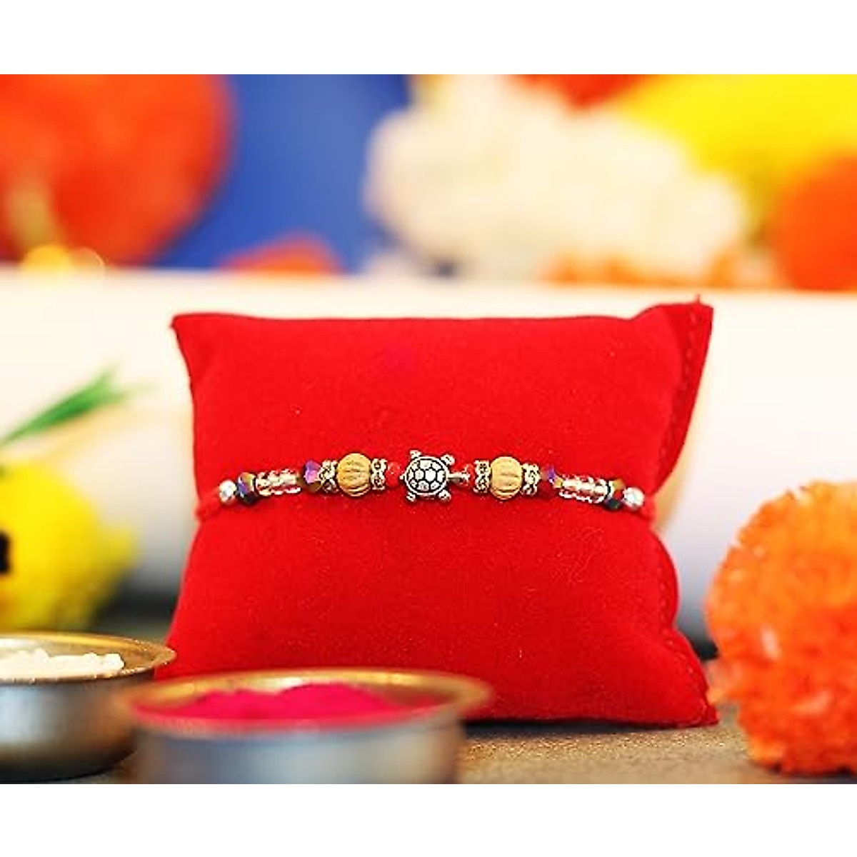 ARTISENIA Silver Turtle Rakhi for Brother Raksha Bandhan Rakhi Thread Wrist bands for Loving Brother Sister | Rakshabandhan Rakhi for Brother bhabhi