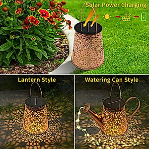 DLAOUM Solar Watering Can Lights - Solar Outdoor Lights Waterproof Warm White Garden Decorations Lights Hanging Lantern Light for Yard Path Landscape Decoration