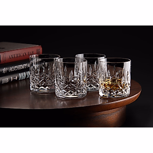 Le'raze Double Old Fashioned Glasses, Posh Crystal Collection, Perfect for serving scotch, whiskey or mixed drinks (Set of 6-11Oz DOF Glasses)