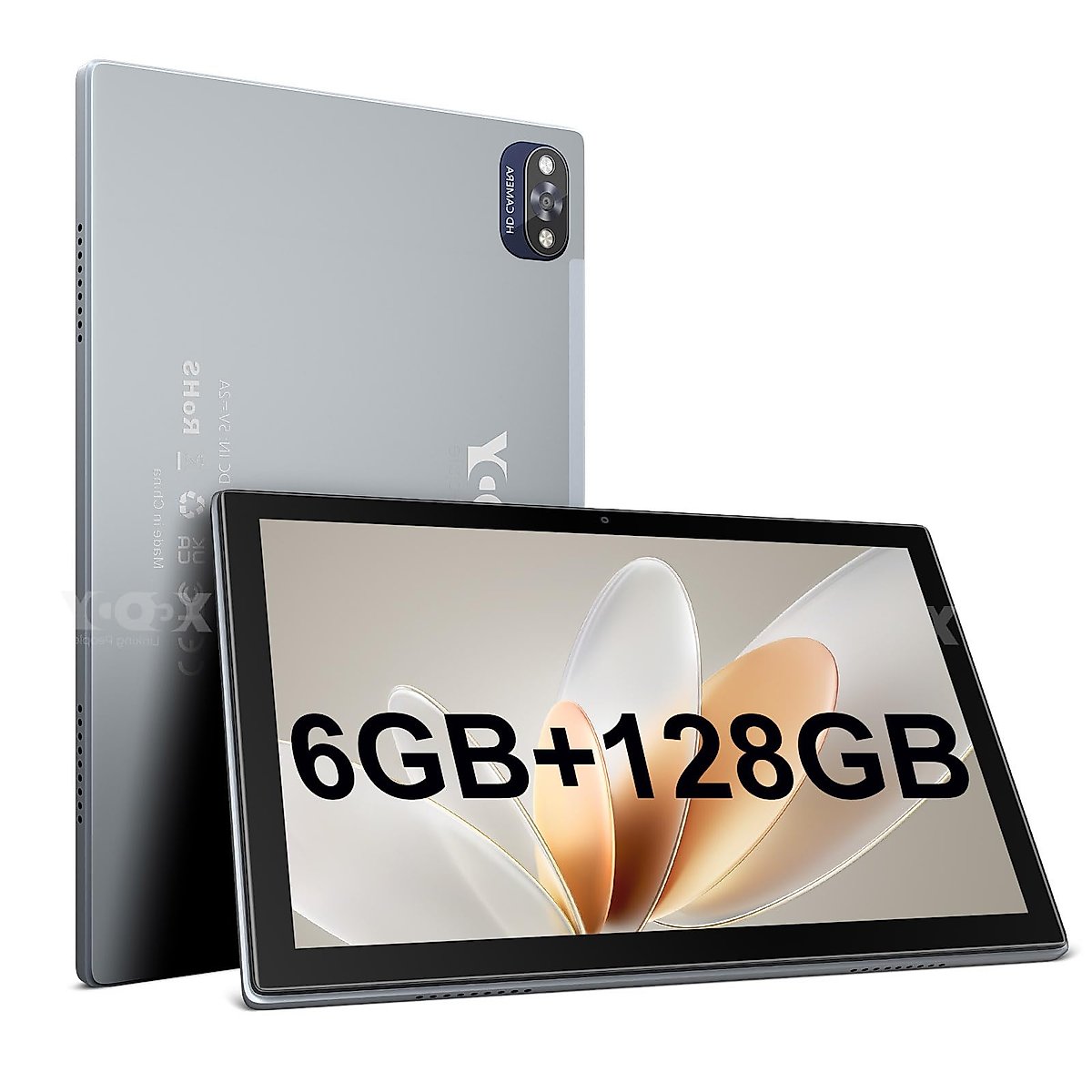 XGODY Android 12 Tablet 10 inch Tablets, T10 6GB+128GB Tablet, 512GB Expand 4 Core Android Tablet, 2.4G WiFi, 1280*800 IPS, 8000mAh Fast Charge, Bluetooth 4.2, GPS, Dual Camera, Parent control（silver）