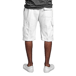 Linen Blend Shorts Men 5 Inch Drawstring Shorts Men 2023 Classic Fit Elastic Waist Cotton Linen Shorts with Pockets Summer Beach Cargo Shorts Slim Cargo Shorts for Men White XL