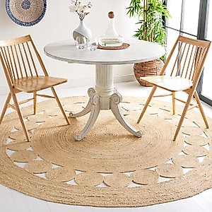 SAFAVIEH Natural Fiber Collection Area Rug - 8' Round, Ivory, Handmade Boho Charm Farmhouse Jute, Ideal for High Traffic Areas in Living Room, Bedroom (NF364B)