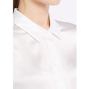 LilySilk Women's Silk Blouse 100% 22MM Silk Button-Down Shirt Long Sleeves Classic Timeless Top for All Seasons Casual Business, Natural White L