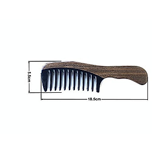 One&One 100% Handmade Natural wood With Buffalo Horn Hair Combs - wooden comb with handle
