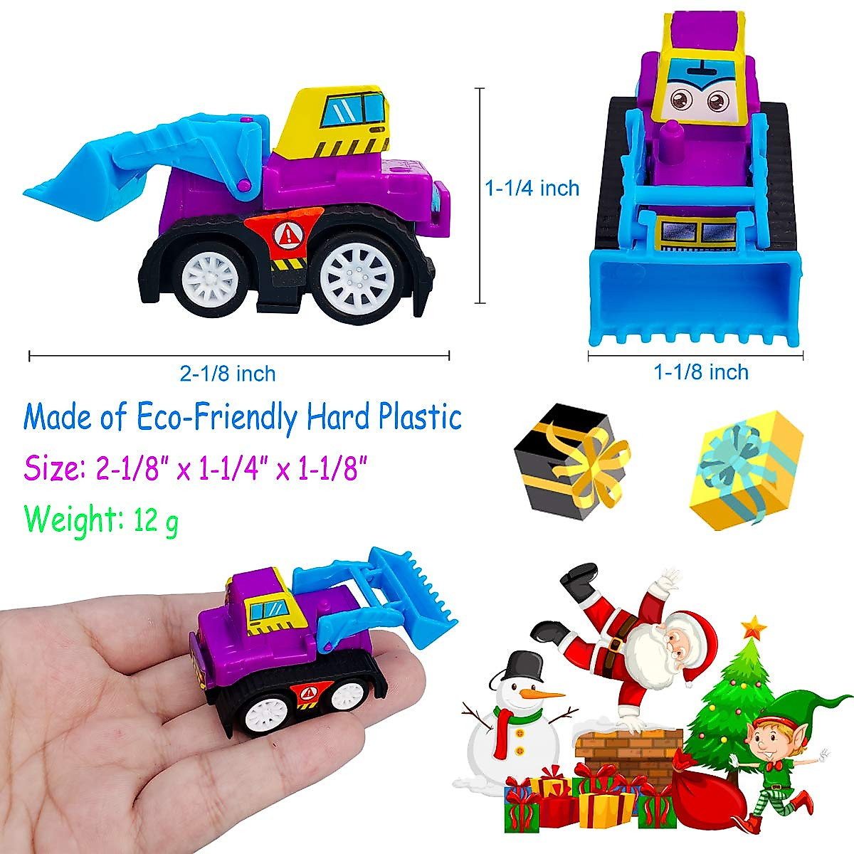 Tonmp Pull Back Vehicle Car, 12 Pack Assorted Mini Construction Plastic Vehicle Set, Pull Back Truck and Car Toys for Boys Kids Child Party Favors,Pull Back and Go Car Toy Play Set