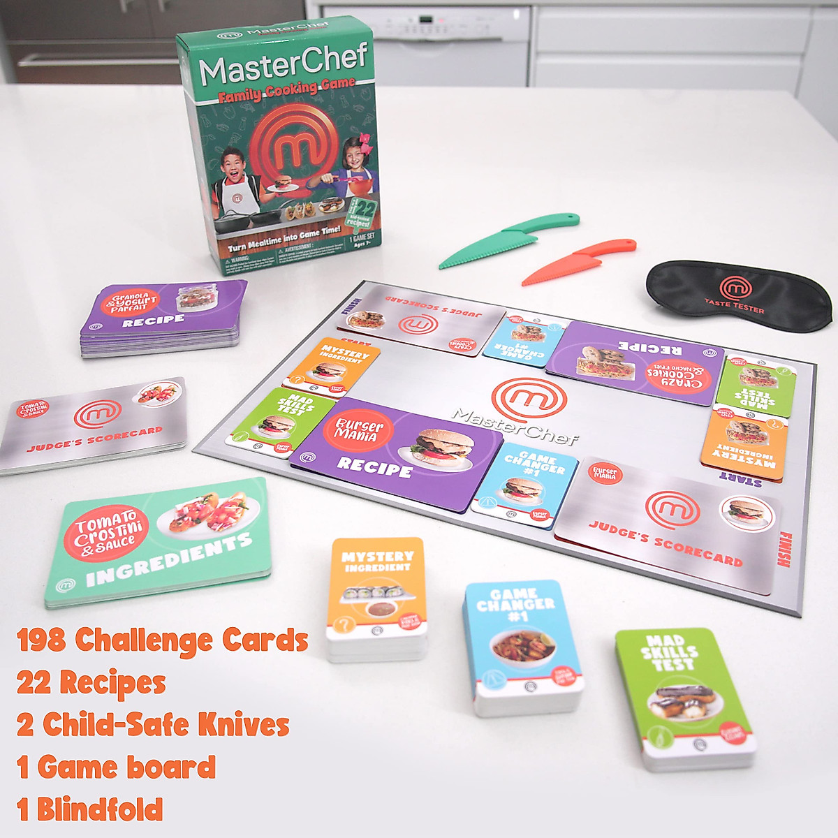 MasterChef Family Cooking Game. Turn Mealtime into Game Time! Ages 7+, Multicolor, 22 Family Tested Recipes