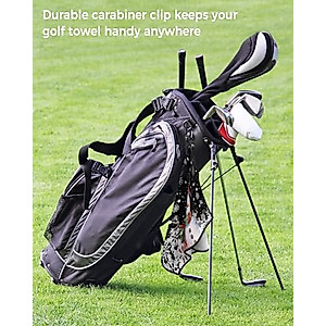 Golf Towel Xmas Snowman Christmas Snowflake Black,Waffle Pattern Microfiber Club Cleaner Golf Towels with Carabiner Clip for Women Men Dad,Winter Snow Golf Towel for Golf Bags Accessories,24x16in