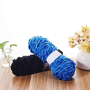 WANDIC Crushed Velvet Yarn, Black Soft Yarn Baby Blanket Yarn for Knitting and Crochet Projects, 100 g/3.53 oz
