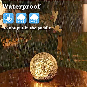 aboxoo Globe Solar Lights Outdoor Decoration 1 Packs Crackle Glass Ball Warm Light with LED for Garden Yard Decor Pathway Patio Lawn(4.7 inch)