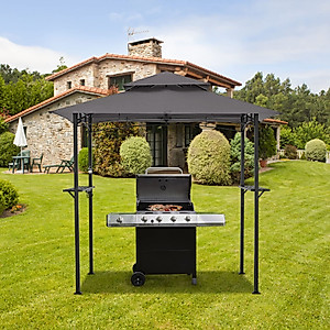 AECOJOY 8' x 5' Grill Gazebo, Grill Canopy for Outdoor Grill, 2- Tier BBQ Gazebo Shelter for Patio, Backyard and More (Dark Grey)