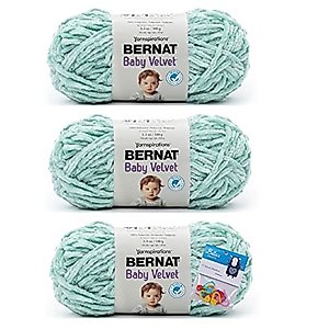 Bernat Baby Yarn Bernat Baby Velvet Yarn - 3.5 Oz, Misty Green - 3 Pack Bundle with Bella's Crafts Stitch Markers