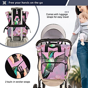 xigua Bird Hummingbird Diaper Bag Backpack Multi Function Baby Changing Bags Waterproof Large Capacity Travel Back Pack for Mom Dad
