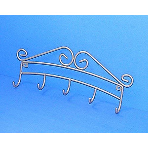 Scroll Wall Mount 5 Hook Key Rack Office Mudroom Entryway Organizer with Hooks for Coats, Leashes, Keys, Scarves and more, Satin Nickel