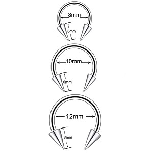 Long Spike Nose Septum Rings Surgical Steel Horseshoe Hoop Septum Rings Lip Labret Ring Tragus Ear Daith Piercing Rings