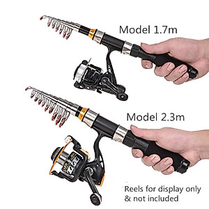 Toasis Fishing Spinning Baitcast Rod Telescopic Fishing Pole 7 Models (1.2m/ 3.94ft)