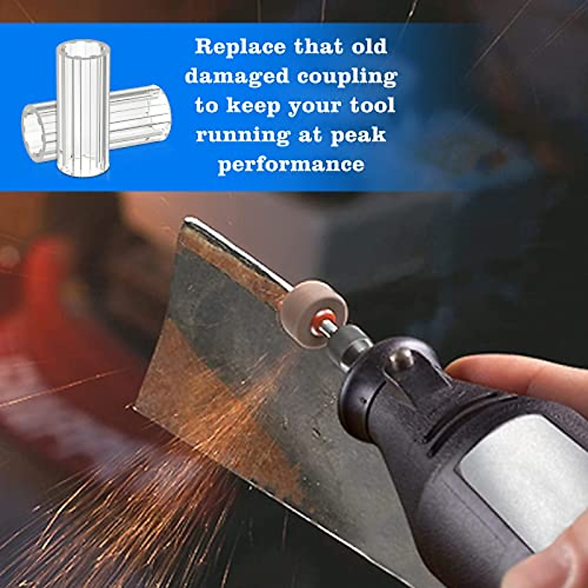 MOLIMER Etotel 2615294309 Coupling Compatible with Dremel 395 Rotary Multi-Tool Flexible Coupling Corded Replacement Part for Dremel Shaft Coupler - 6 Pack