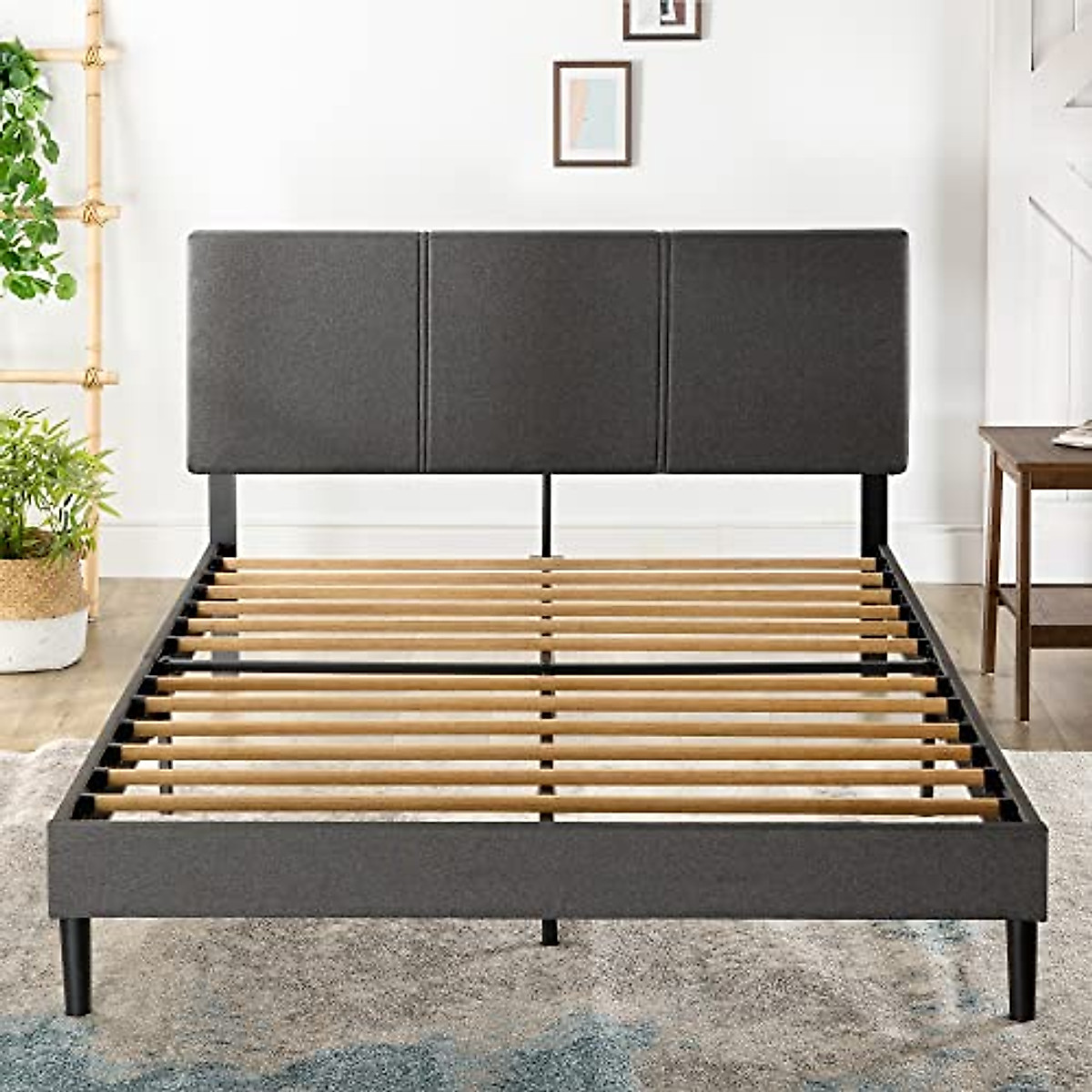 ZINUS Cambril Upholstered Platform Bed Frame with Sustainable Bamboo Slats, No Box Spring Needed, Mattress Foundation, Easy Assembly, Queen