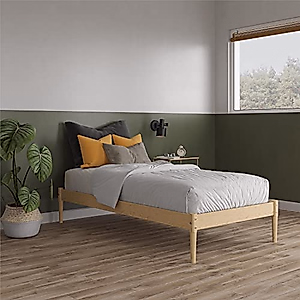 DHP Lorriana 14" Solid Pine Wood Platform Bed Frame, Twin Size, Natural