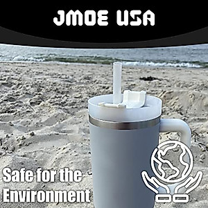 Jmoe USA 12" Straws for Stanley 40oz Adventure Quencher FlowState H2.0 | Replacement Plastic Straws Designed for Stanley 40oz Tumbler | 4-Pack Includes Cleaning Brush | Food Grade & BPA Free