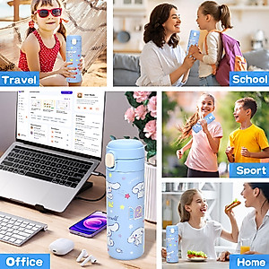 14oz Anime Kids Insulated Water Bottle with 50pcs Anime Stickers, Stainless Steel Thermos Bottle for School Boy Girl