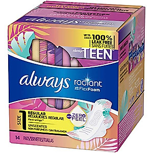 Always Radiant Teen Pads Get Real Regular, 14-Count (Pack of 3) Always Radiant Teen Pads Get Real Regular, 14-Count (Pack of 3)