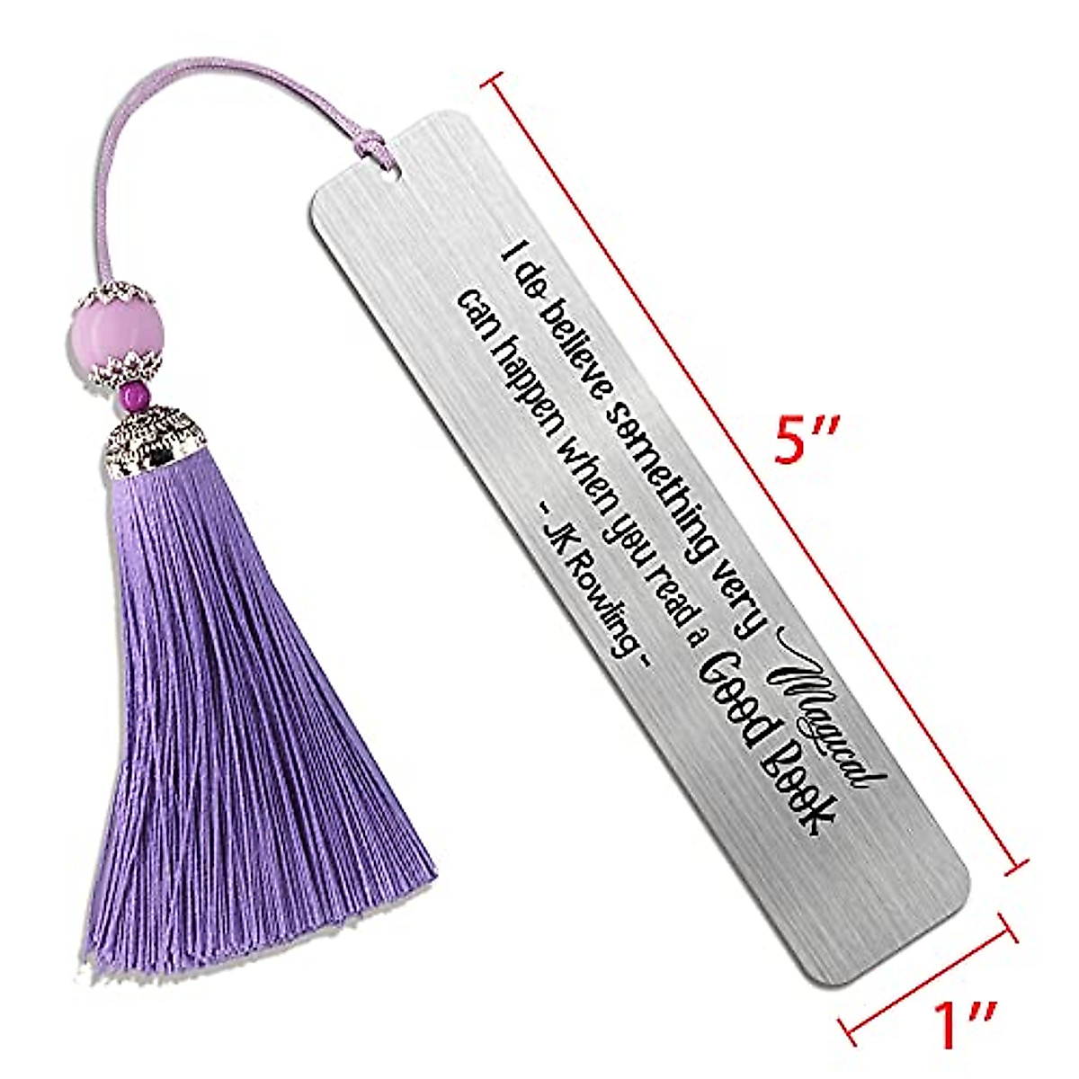 DYJYBMY I Do Believe Something Magical Can Happen When You Read A Good Book, Metal Engraved Bookmark, Teacher Gift, Book Club Gifts for Women Friends Sisters