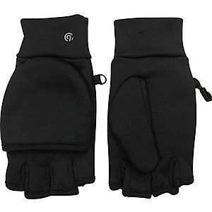 C9 Champion womens Flip Top Mitten and Fingerless Cold Weather Gloves, Black, One Size US