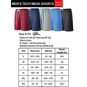 5 Pack: Mens Athletic Shorts, 9" Mesh Basketball Shorts Men Active Gym Shorts with Pockets (Set 1, Large)