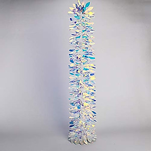 Iridescent Hanging Decorations Garland, 6ft Long Roll Shiny Foil Metallic Banner for Christmas, Bridal Shower, Wedding, Birthday, Frozen Theme Party, Fairy Princess Rainbow Show Decoration