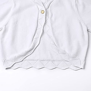 Toddler Girls Cardigan Baby Kids Knit Shrug Sweater Bolero Party Church Clothes,6 9 Months White