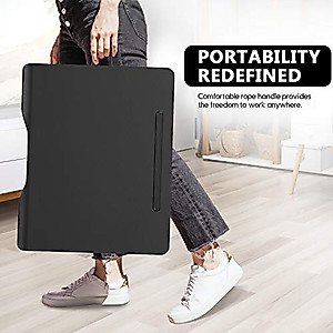 Laptop Bed Table, AboveTEK 25.6"x 19.29" Large Foldable Laptop Desk for Bed w/ Storage Drawer, Phone Holder, Book Tablet Stand, Cup Holder - Heavy Duty Lap Desk for Adults Bed & Sofa(Black)