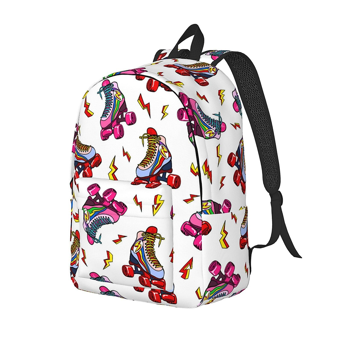 NOKOER Color Roller Skates Print Printed Canvas Backpack,Casual Daypacks,Laptop Backpack,Lightweight Travel Daypack