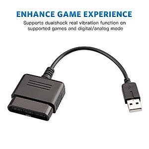 Xahpower 2 Pack PS2 Controller to USB Adapter Converter Cable, Compatible with Sony PS1/PS2 Controller Gamepad to PS3/PC Controller