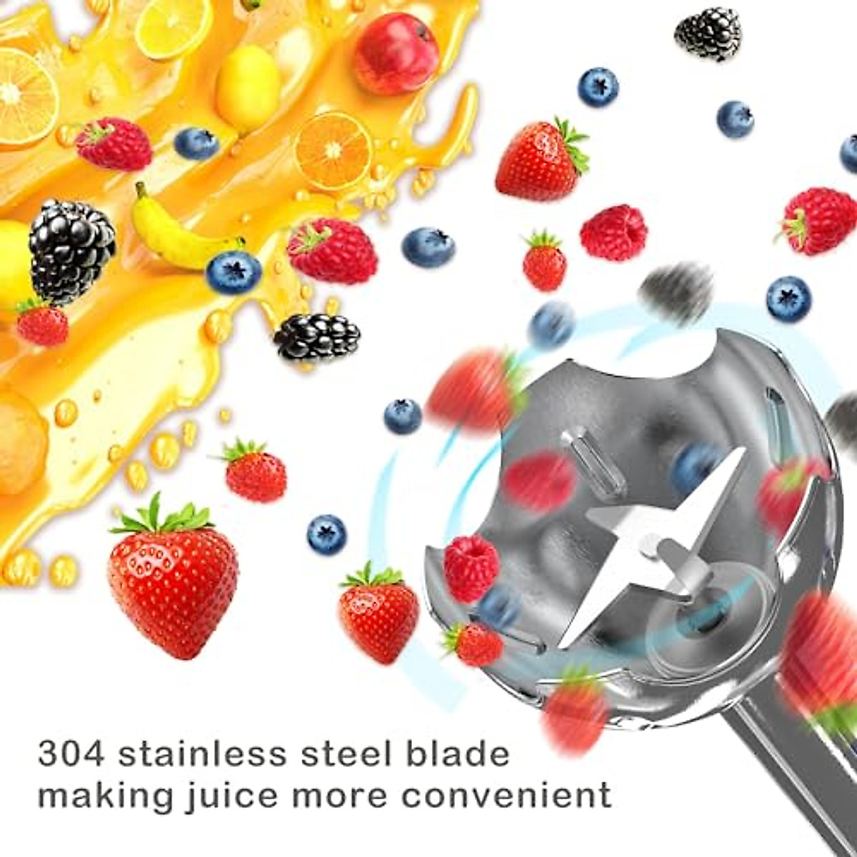 Aifeel Immersion Hand Blender with Ice Chopper,7 in 1 Handheld Blender Stainless Steel Hand Stick Blender with Chopper, Beaker, Whisk for Smoothie, shakes, Baby Food, Sauces Red, Puree, Soup